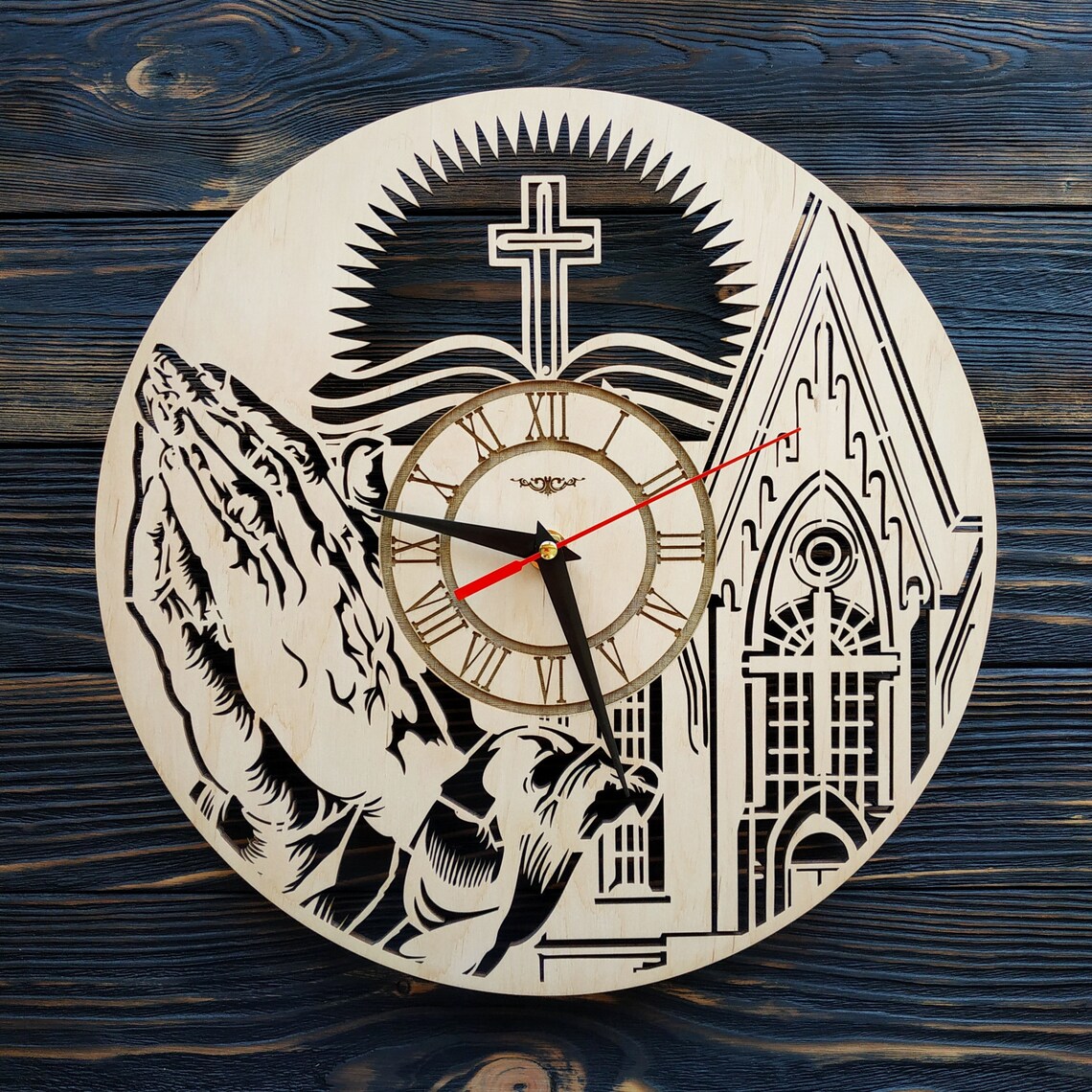 Jesus Christ Battery Operated Wood Clock Religious Wall Home Decor ...