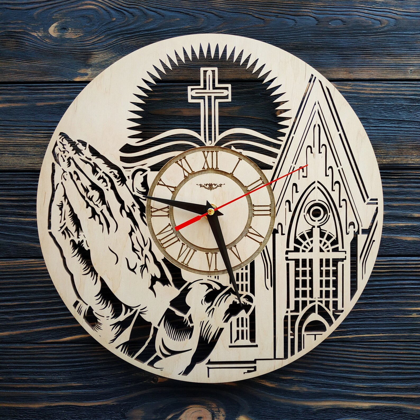 Jesus Christ Battery Operated Wood Clock Religious Wall Home Decor ...