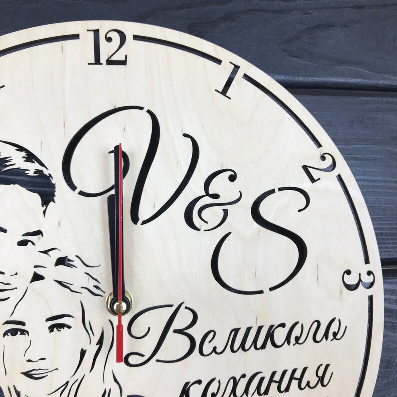 Large Custom Wall Clock With Portrait Personalized Family - Etsy