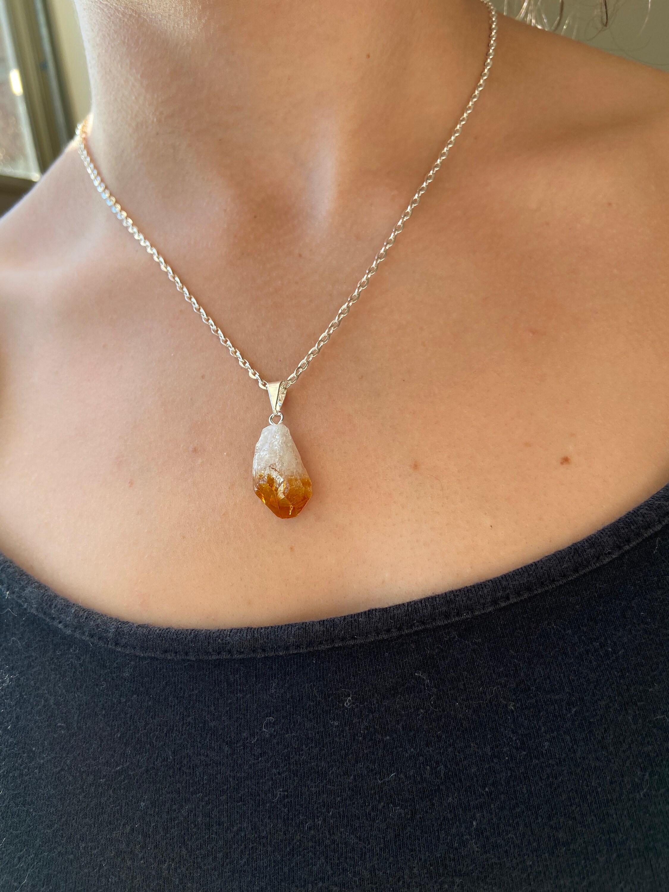 Collier en cristal de citrine Positivité et manifestation de - Etsy France