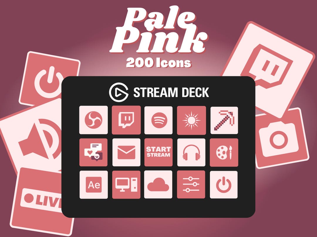 Pink Stream Deck Icons – 200 Minimalist Twitch & Youtube Buttons ...