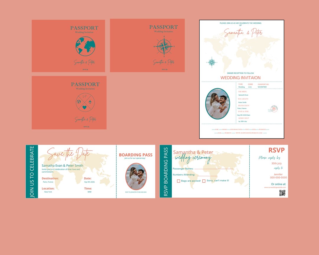 Wedding Passport Template Bundle - Etsy