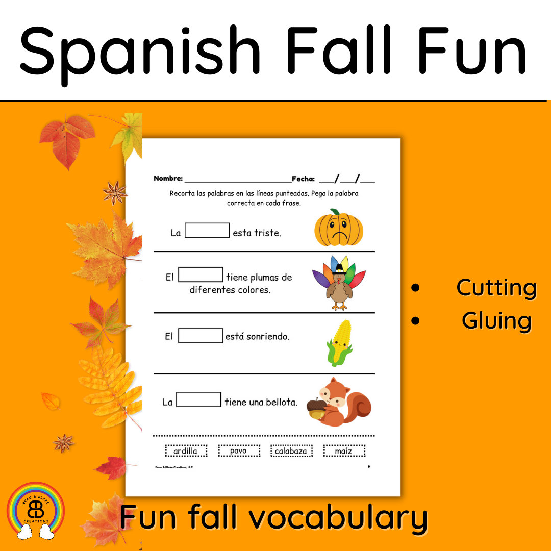 Fall Spanish Printables - Kindergarten - 1st Grade - Math - Number ...