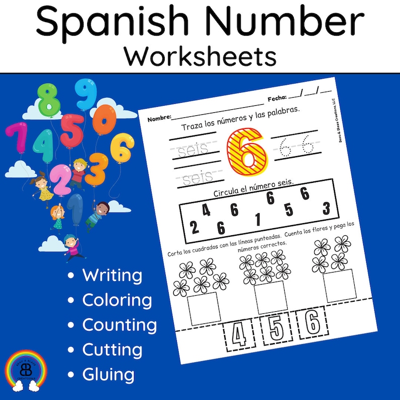 Spanish Number Worksheets Spanish Activities Spanish - Etsy