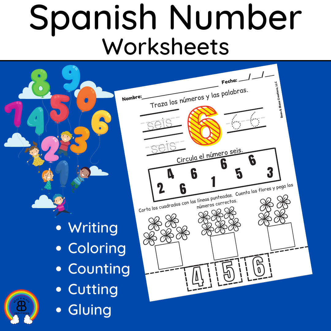 Spanish Number Worksheets, Spanish Activities, Spanish Download ...