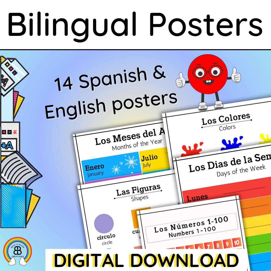 Learning Posters, Bilingual Posters, Spanish English Educational ...