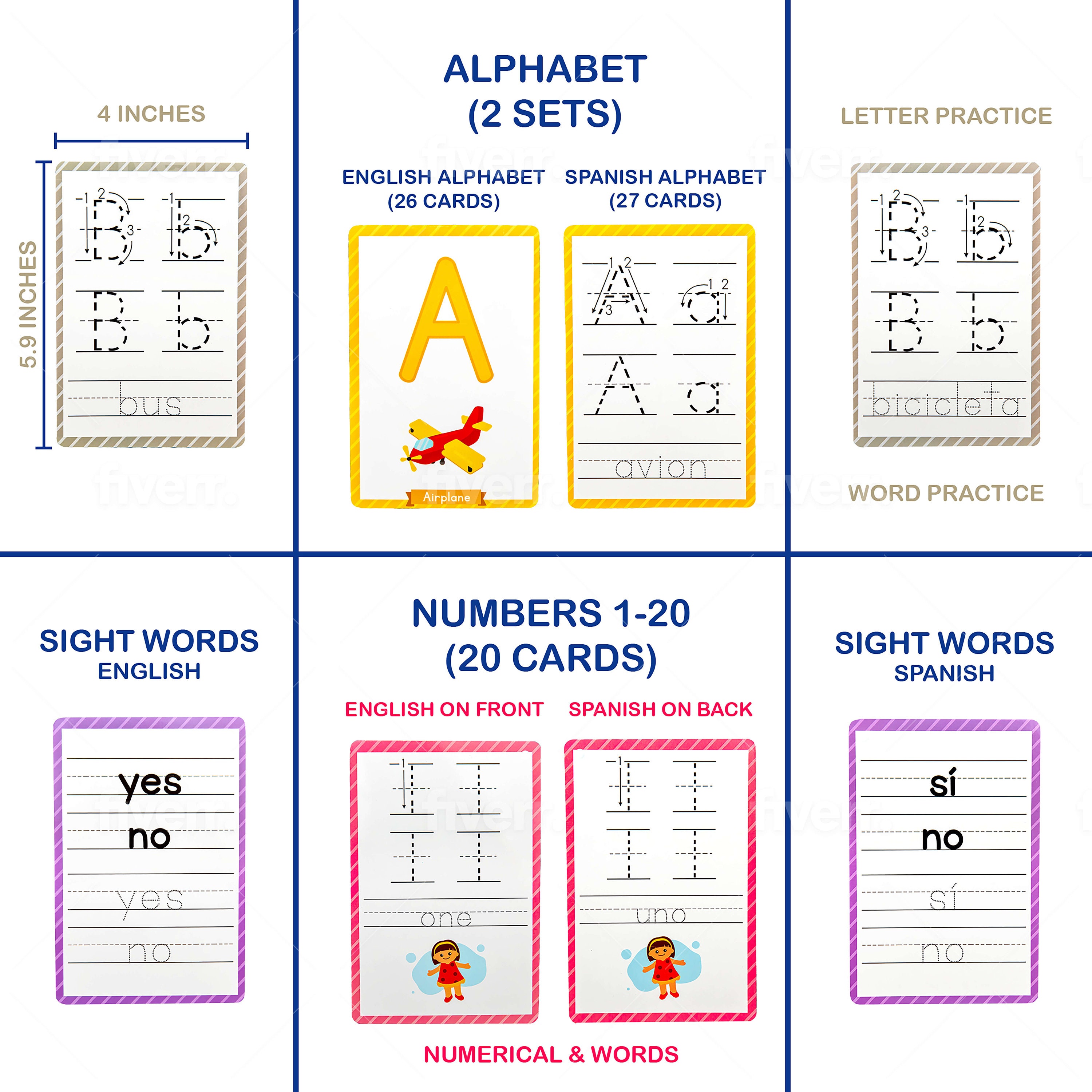 Bilingual Flash Cards Spanish Teacher Gift Homeschool | Etsy