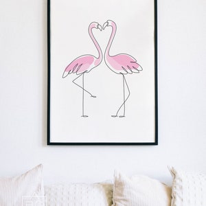 Flamingo One Line Drawing, Flamingo Line Art Printable, Digital ...