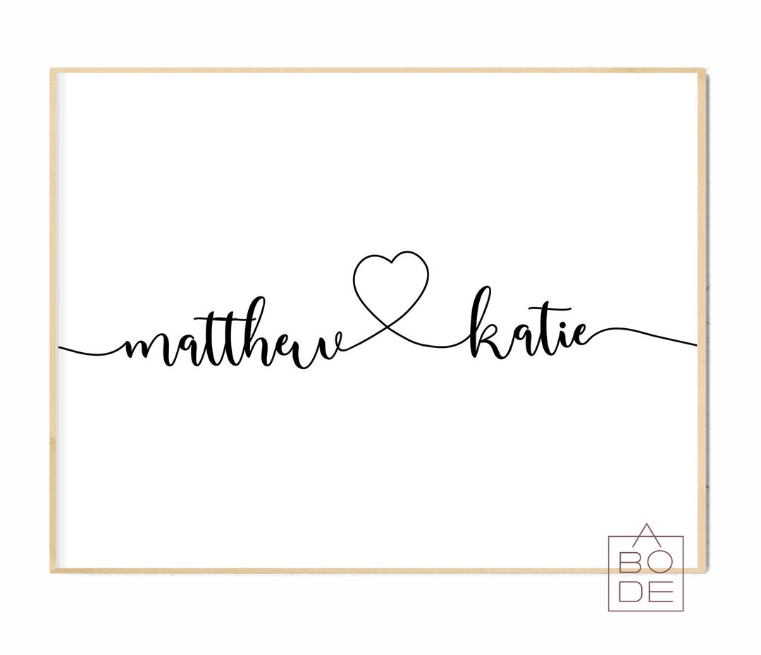 Couple Names With Heart Custom Printable, Digital Download ...