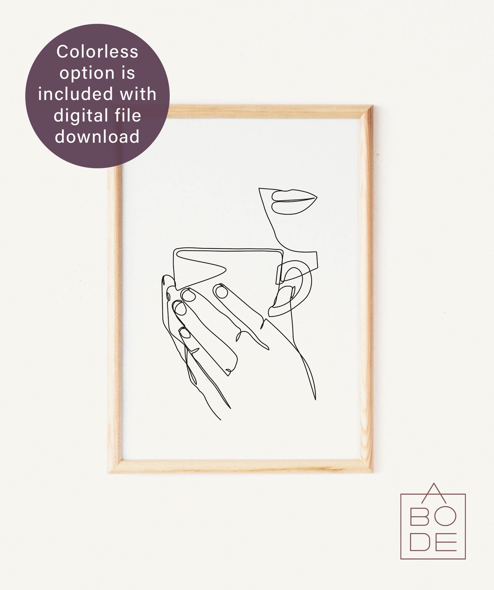 Coffee Line Art, Woman With Coffee, Digital Download, Hands Line Art ...