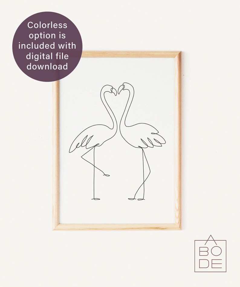 Flamingo One Line Drawing, Flamingo Line Art Printable, Digital ...