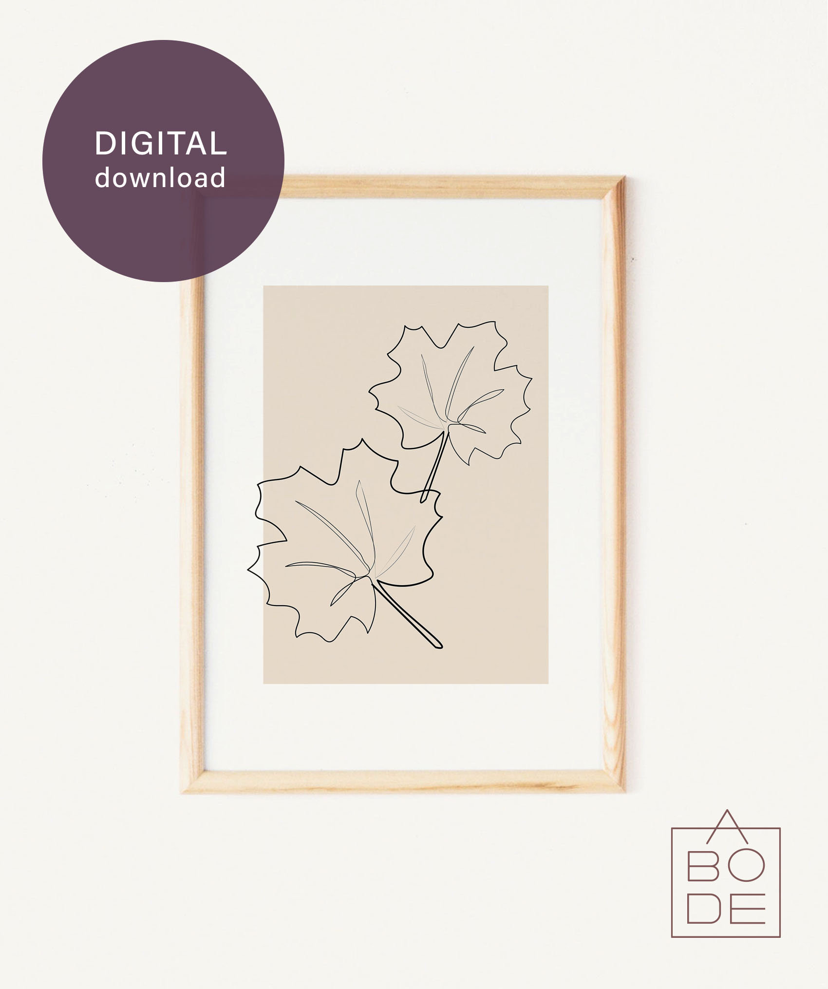 Fall Leaves Single Line Drawing, Digital Download, Botanical Printable ...