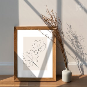 Fall Leaves Single Line Drawing, Digital Download, Botanical Printable ...