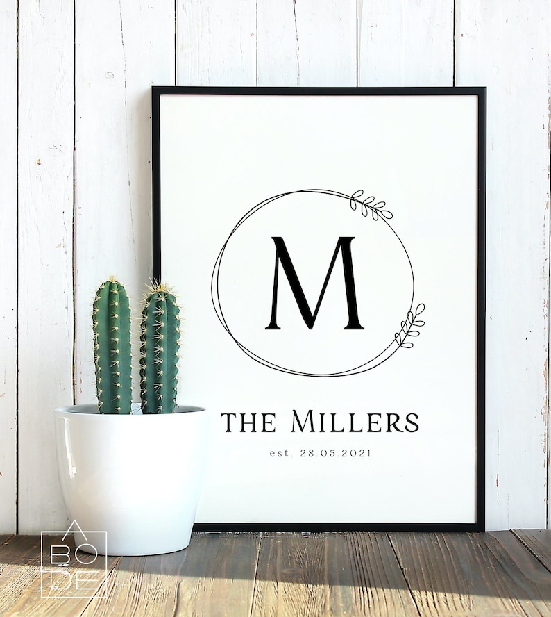 Family Name Print Printable Family Name Sign Monogram Family - Etsy