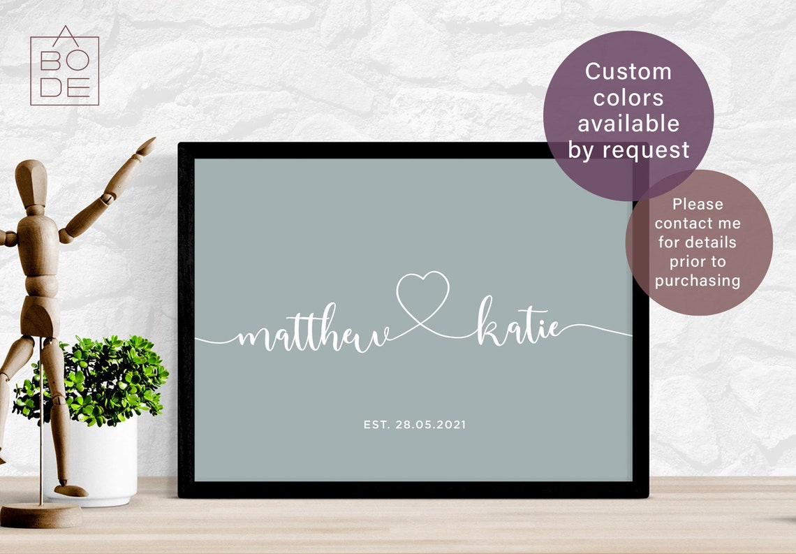 Couple Names With Heart Custom Printable, Digital Download ...