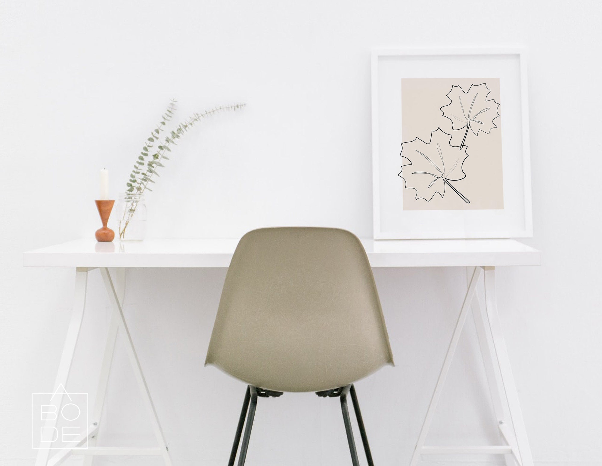 Fall Leaves Single Line Drawing, Digital Download, Botanical Printable ...