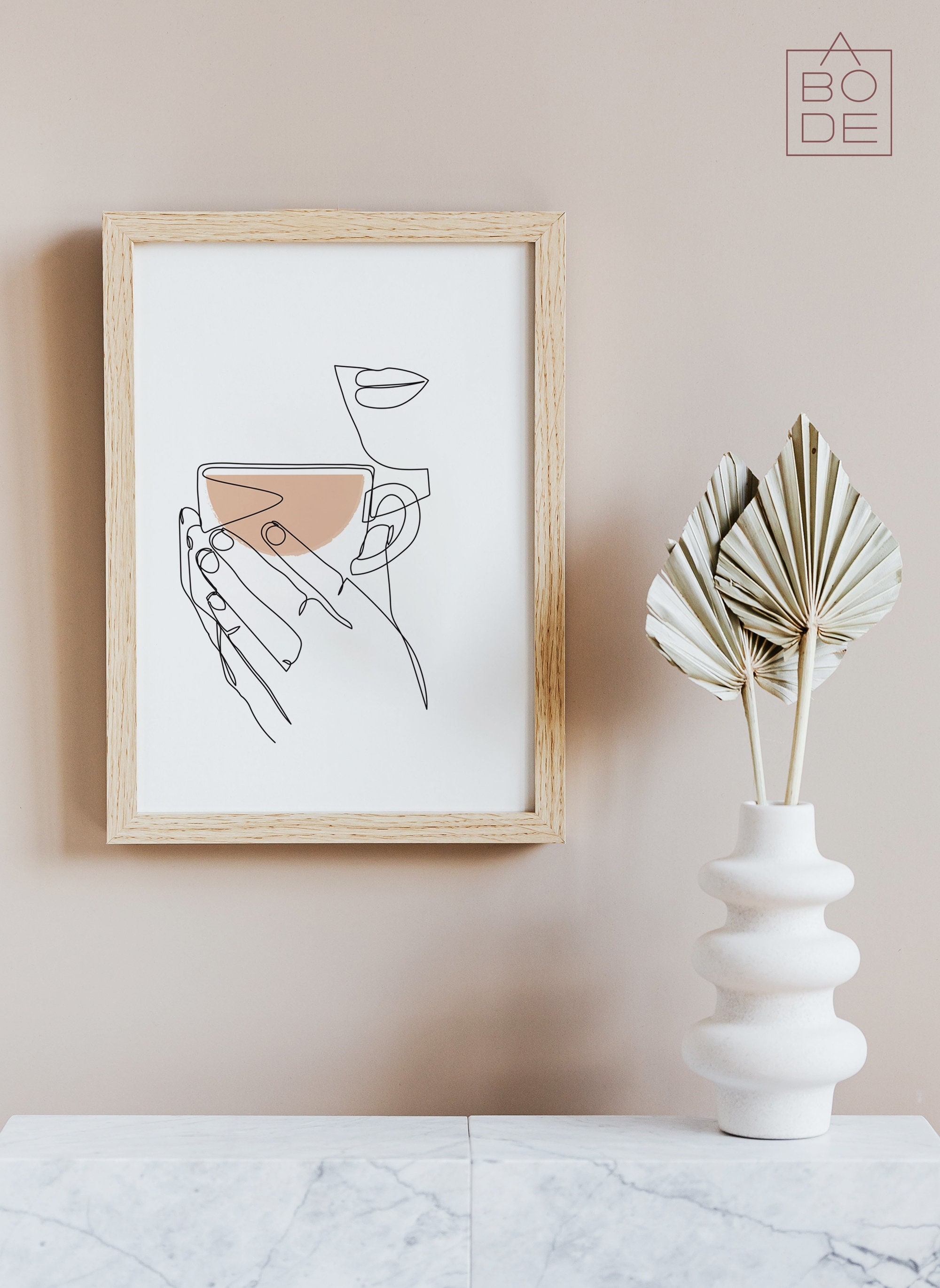 Coffee Line Art, Woman With Coffee, Digital Download, Hands Line Art ...