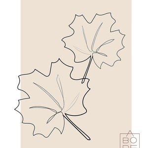 Fall Leaves Single Line Drawing, Digital Download, Botanical Printable ...