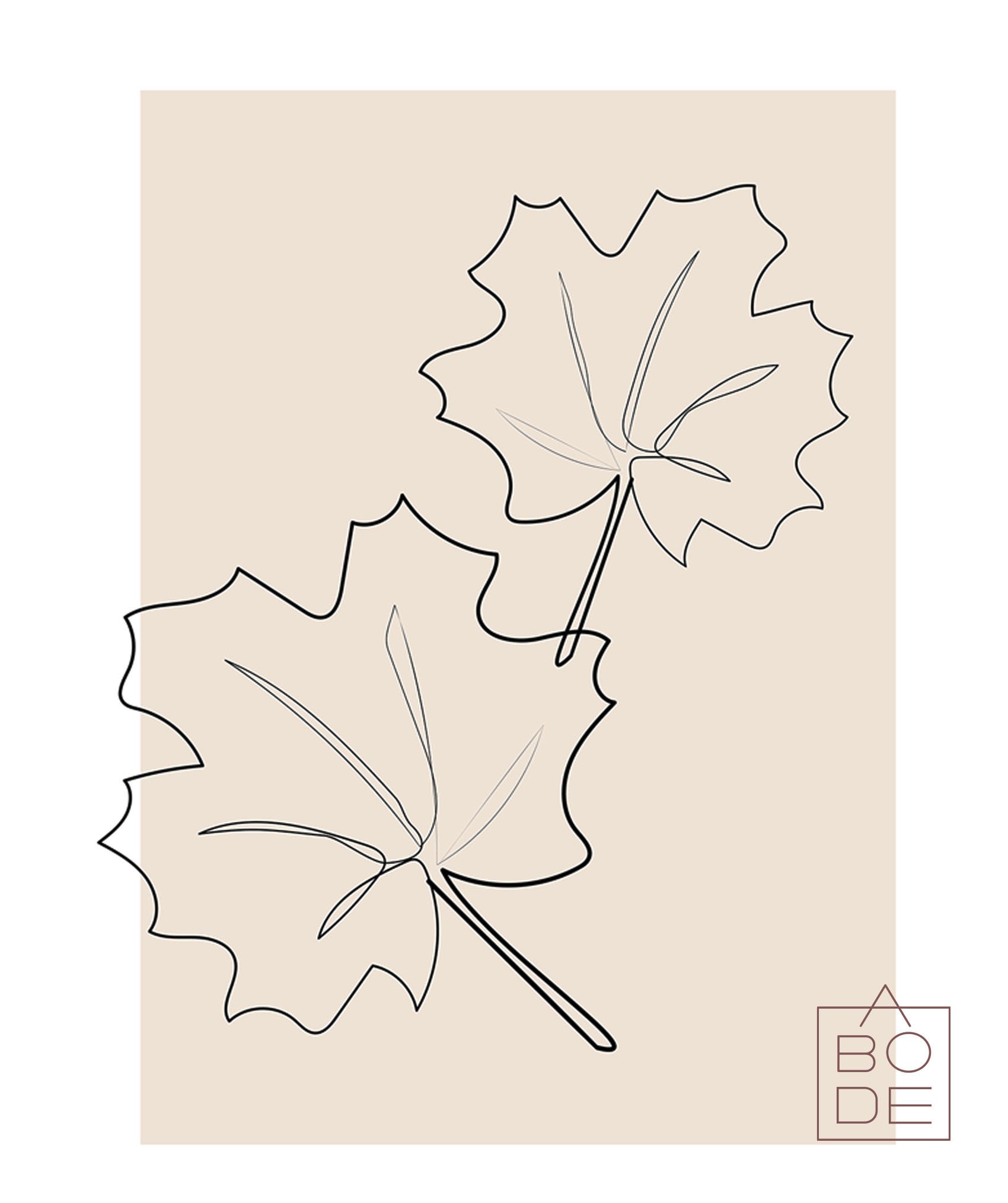Fall Leaves Single Line Drawing Digital Download Botanical - Etsy
