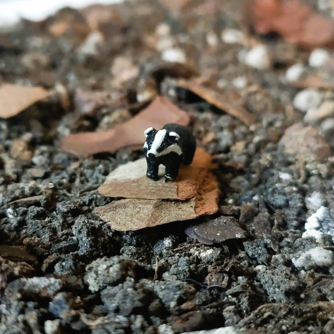 Mini Badger Figurine – Handmade Micro Sculpture – Tiny Woodland Animal ...