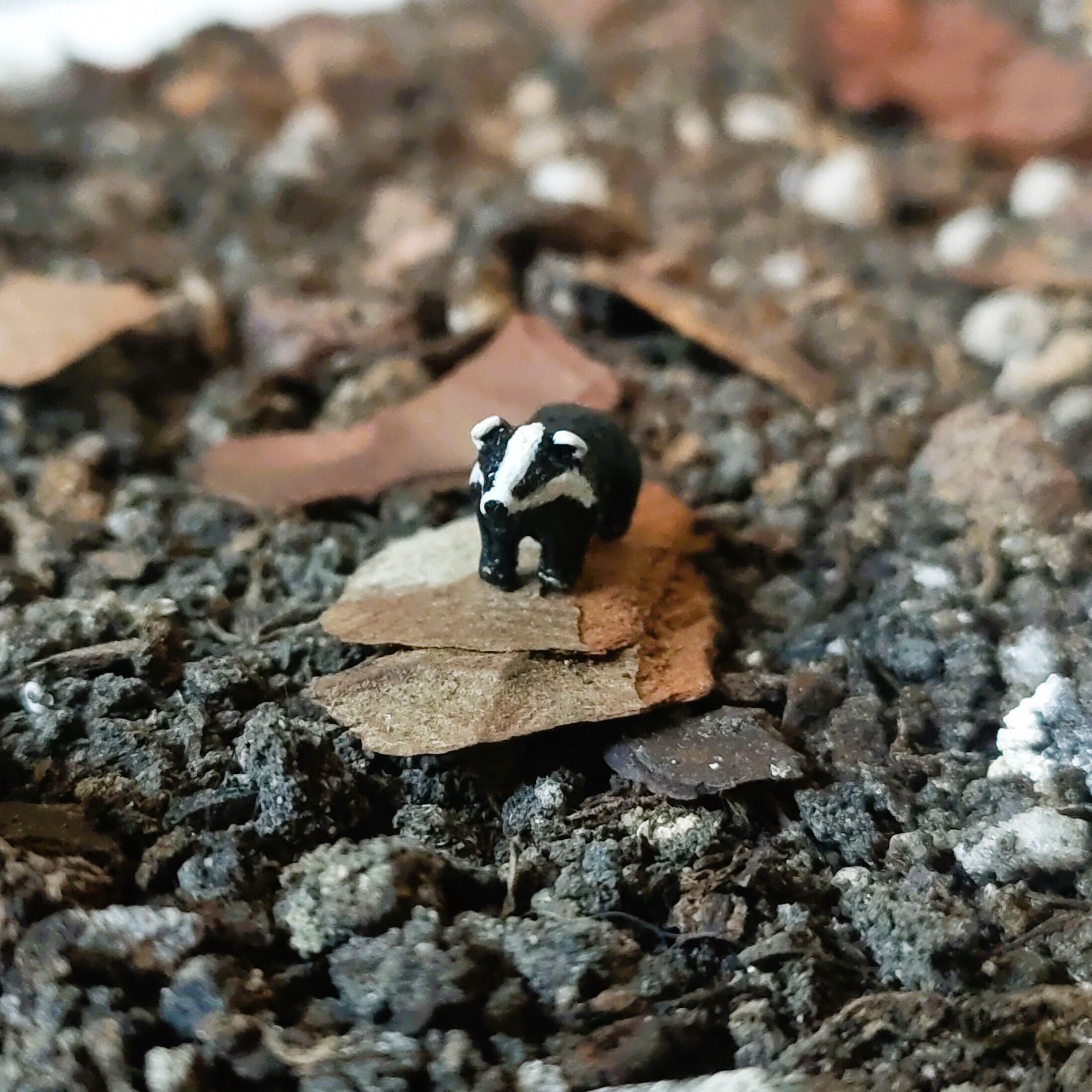 Mini Badger Figurine – Handmade Micro Sculpture – Tiny Woodland Animal ...