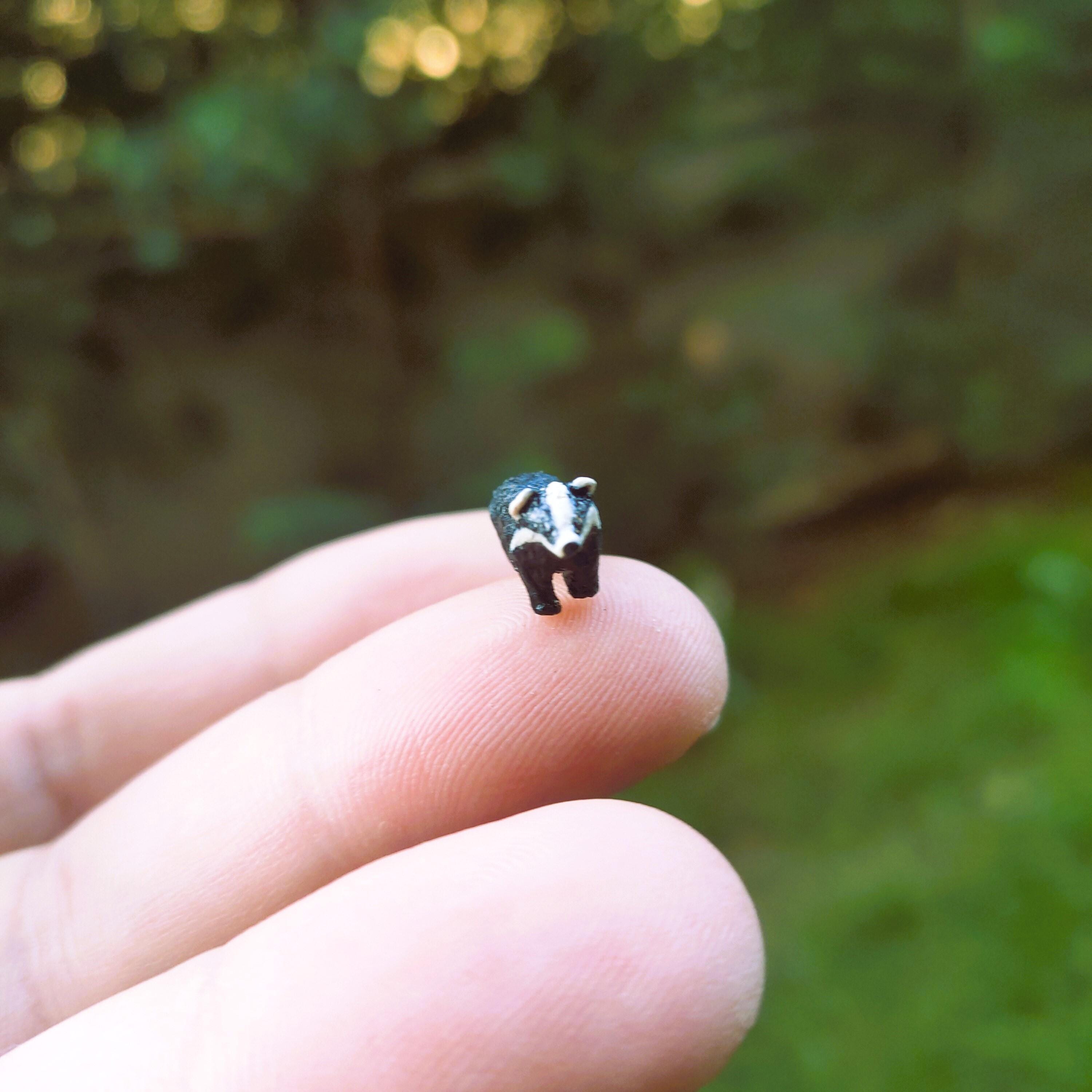 Mini Badger Figurine – Handmade Micro Sculpture – Tiny Woodland Animal ...