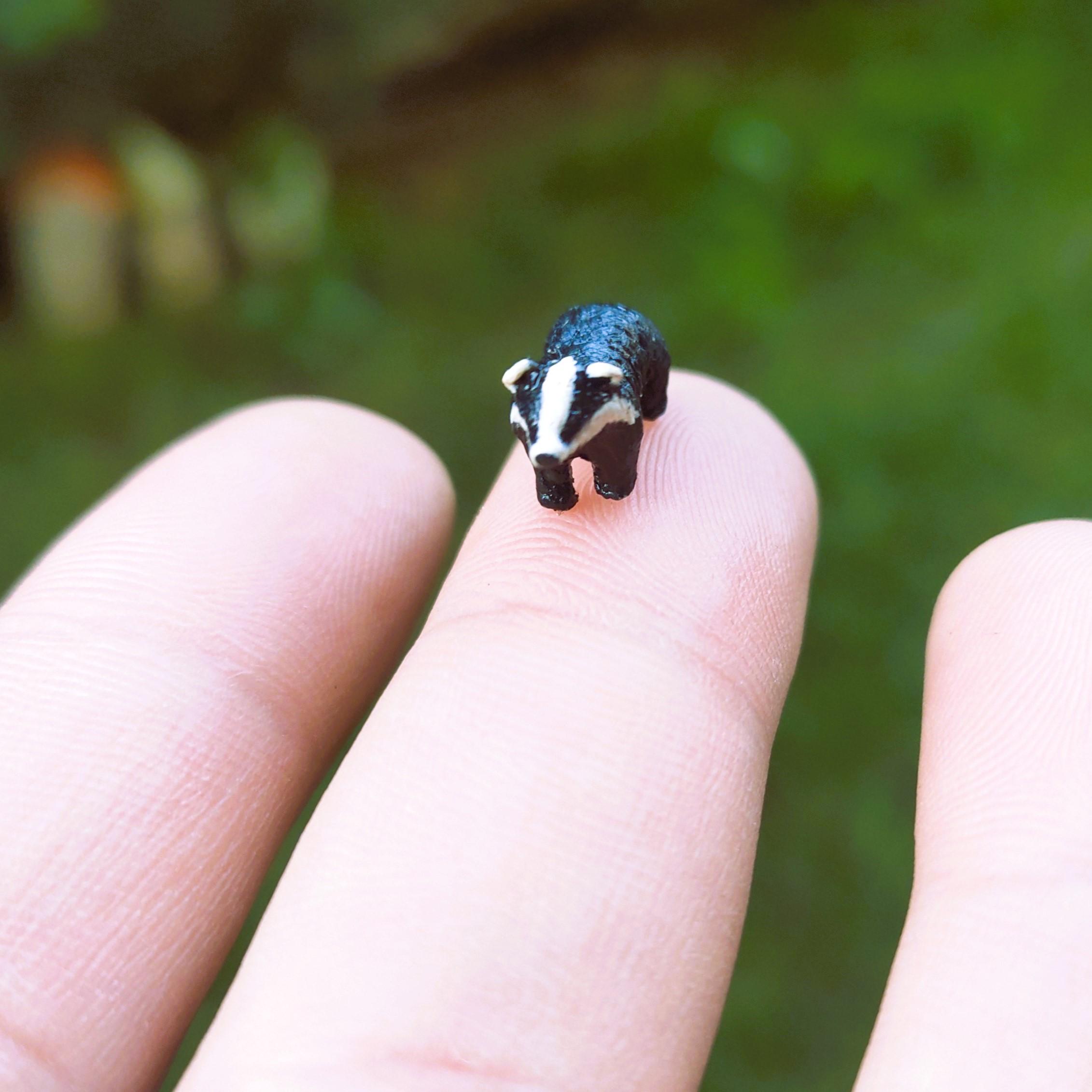 Mini Badger Figurine – Handmade Micro Sculpture – Tiny Woodland Animal ...