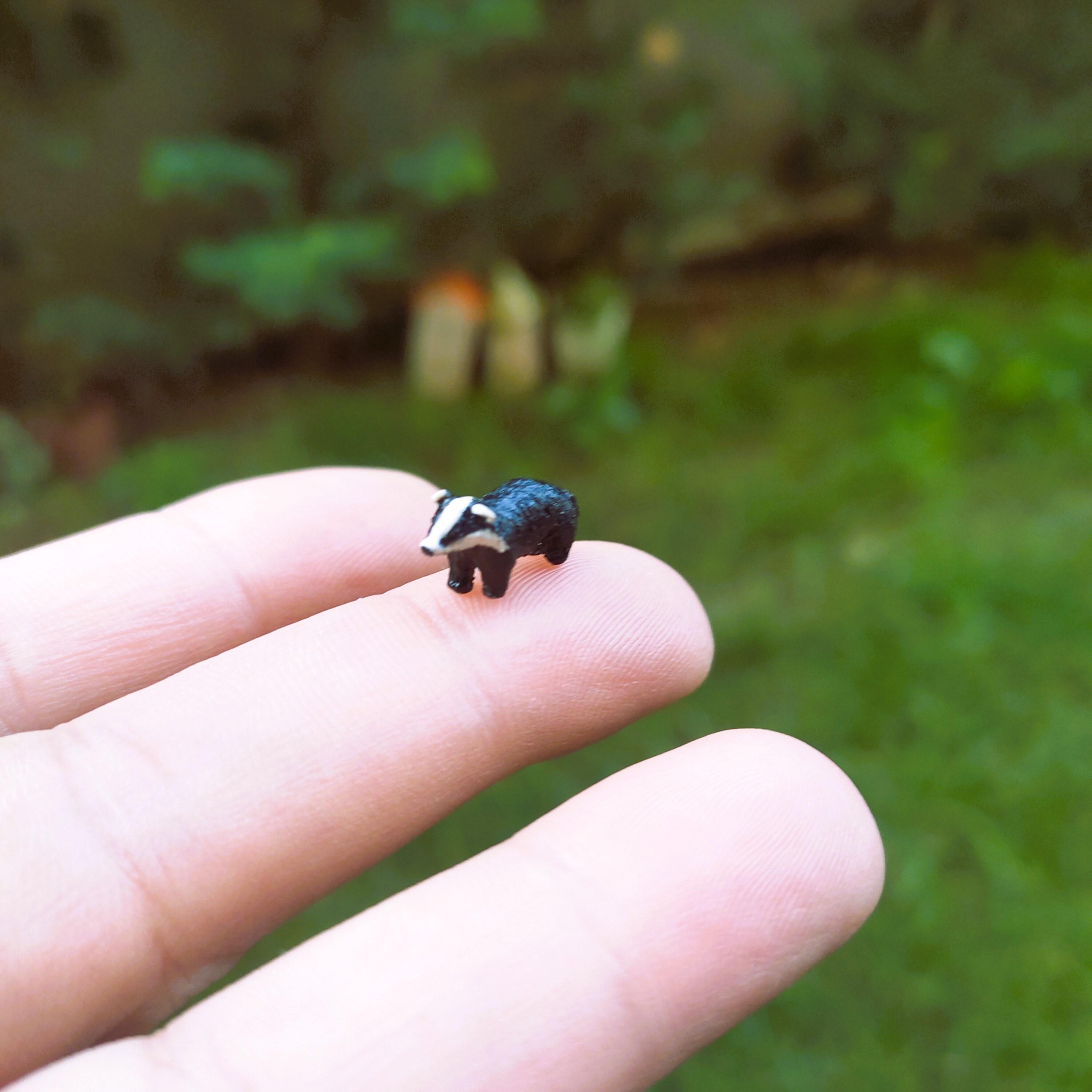 Mini Badger Figurine – Handmade Micro Sculpture – Tiny Woodland Animal ...