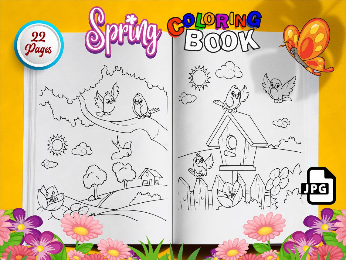 Spring Colouring Book 22 Pages Coloring Pages for Boys, Girls, Teens ...