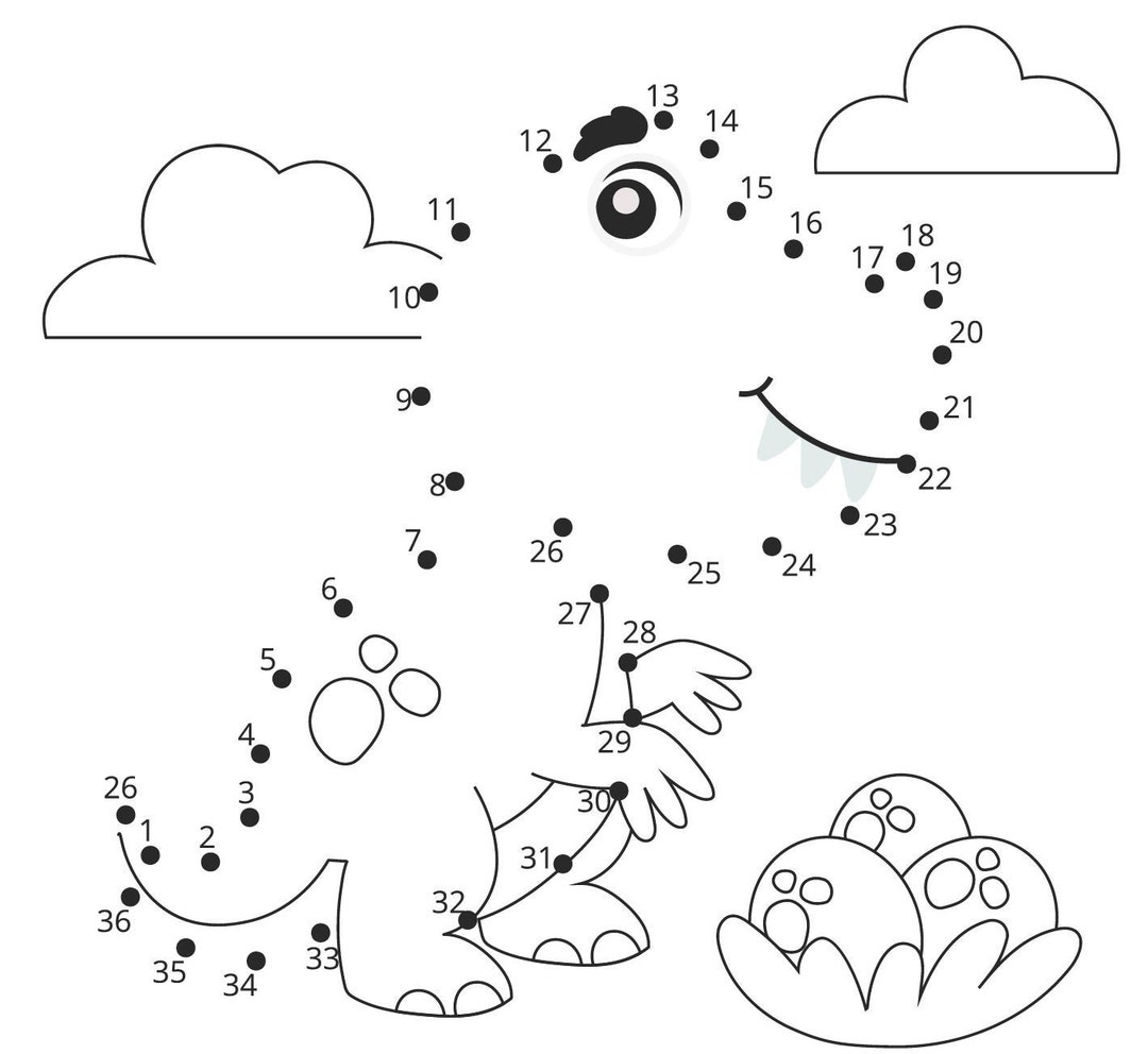 Dinosaur Dot to Dot Book 20 Pages of Fun - Etsy
