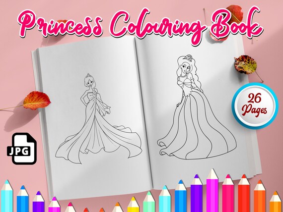 Princess Colouring Book 26 Pages of Fun | Etsy