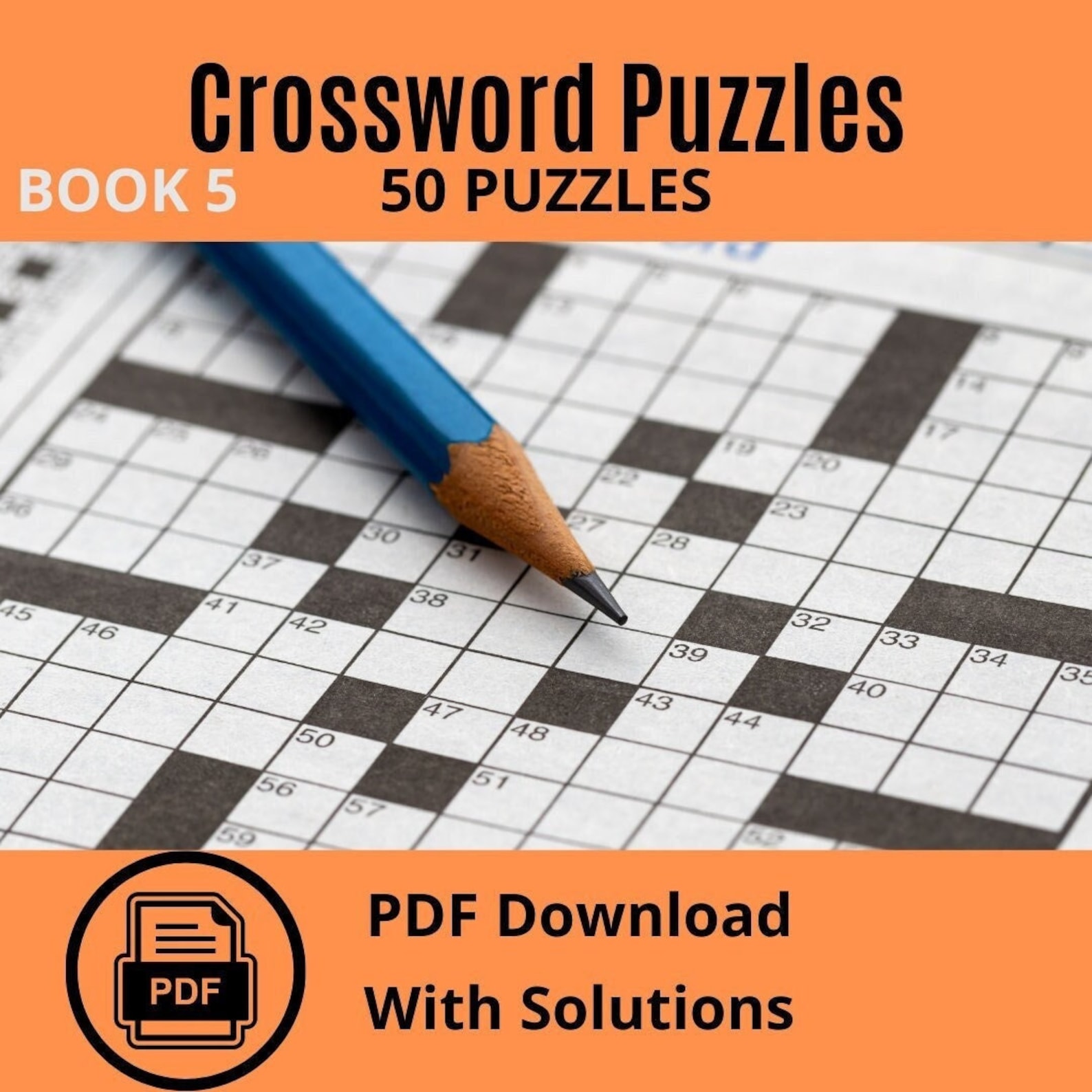 50 Printable Crossword Puzzles Book 5, Back to School, Word Scramble ...