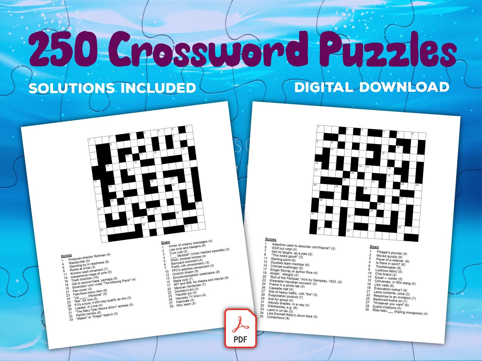 250 Printable Crossword Puzzles, Back to School, Word Scramble, Word ...