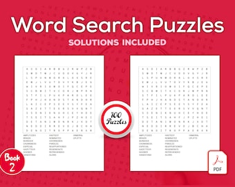 Word Search Puzzles With Solutions Vol 1, 2, 3, 4 Instant Digital ...
