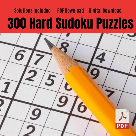 300 Sudoku Puzzles HARD PDF Download Sudoku Printable | Etsy