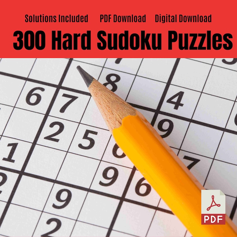 300 Sudoku Puzzles HARD PDF Download Sudoku Printable Digital Download ...