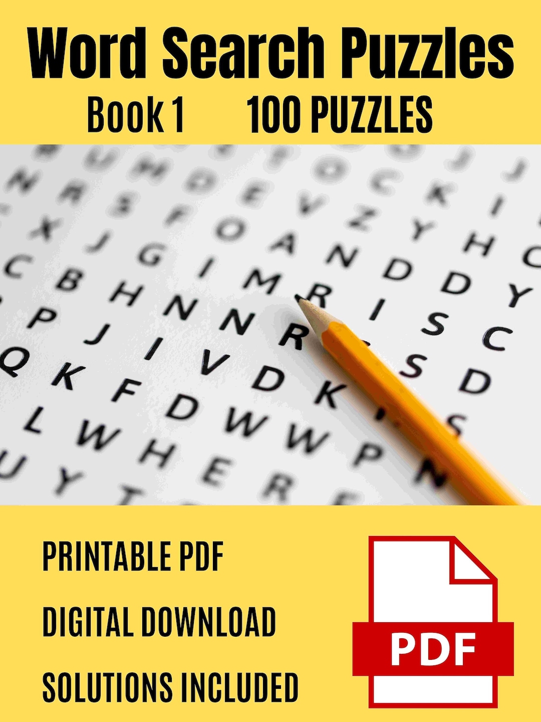 100 Word Search Puzzles With Solutions Book 1 Instant Digital - Etsy