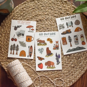 Go Outside Sticker Sheet Packs Camping Stickers - Etsy
