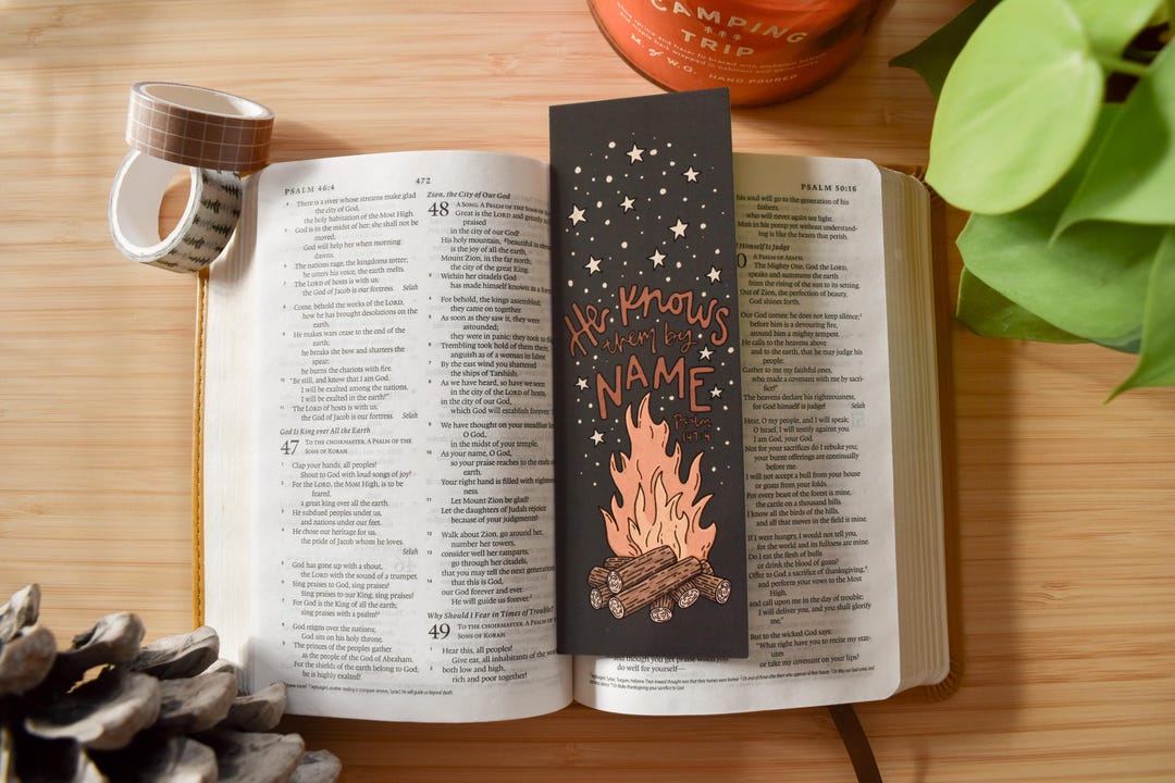 Campfire Bookmark: Psalm 147 Scripture, Camping Gift - Etsy