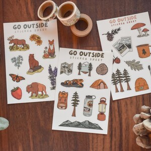 Go Outside Sticker Sheet Packs Camping Stickers - Etsy