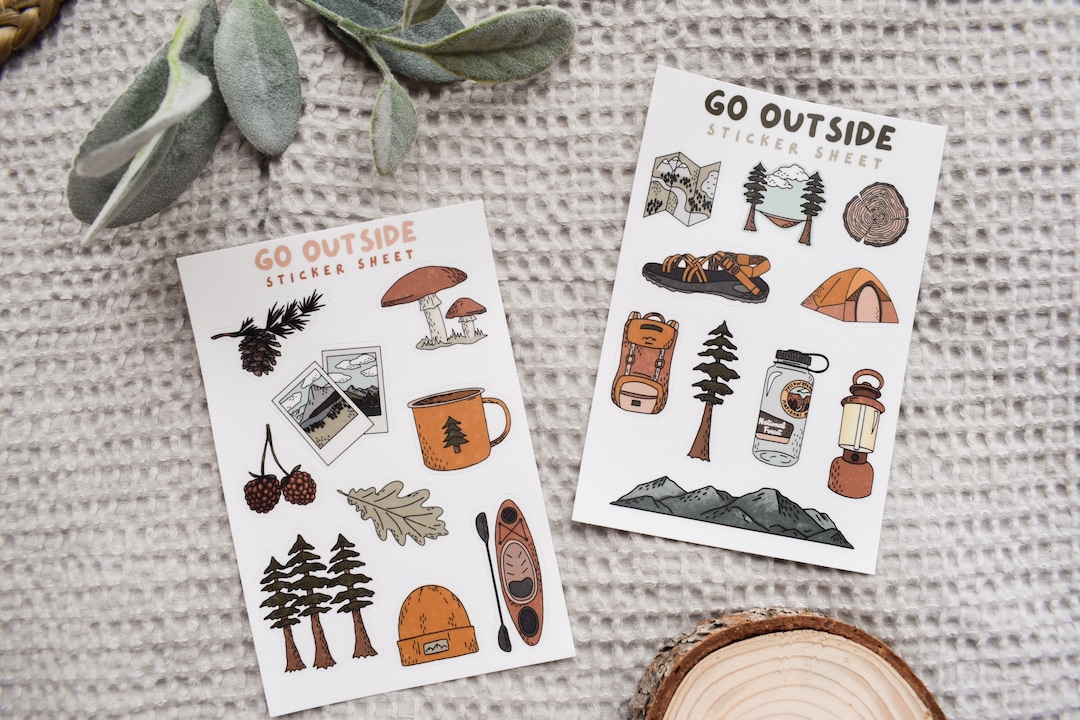 Go Outside Sticker Sheet Packs Camping Stickers - Etsy