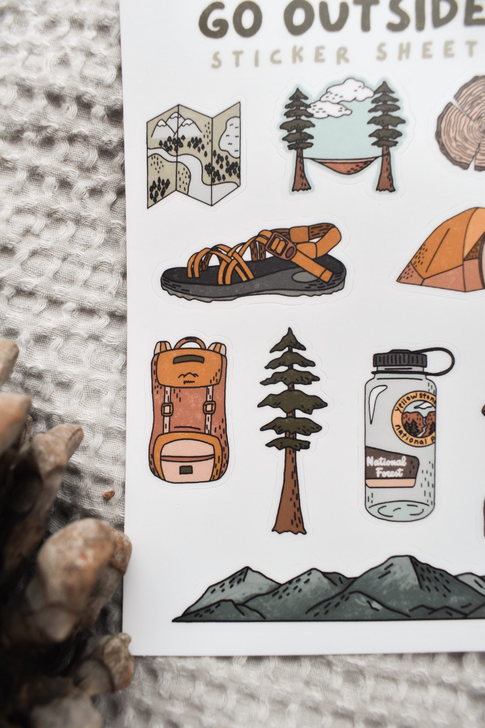 Go Outside Adventure Sticker Sheet: Waterproof Hiking & Camping Decals ...