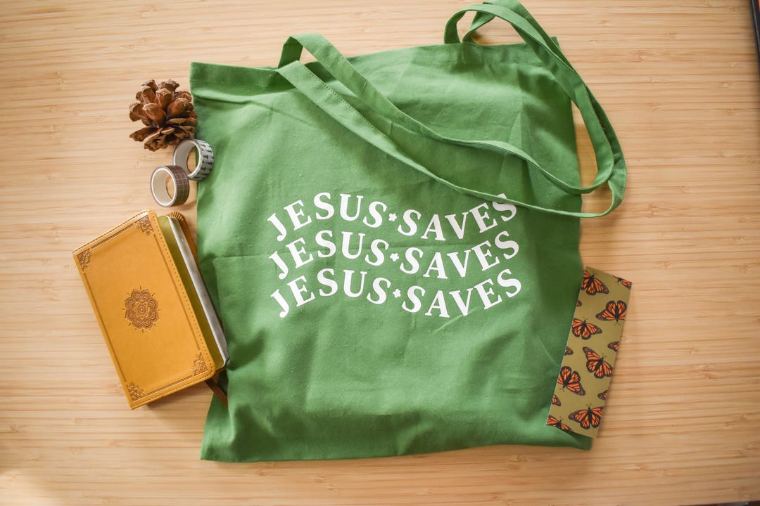 Jesus Saves Tote Bag: Hand-drawn Screen-printed Cotton Canvas - Etsy