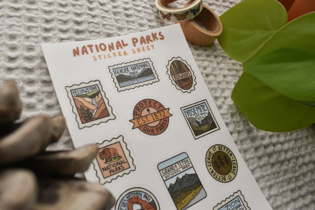 National Parks Sticker Sheet - Durable Waterproof Travel Decals for ...