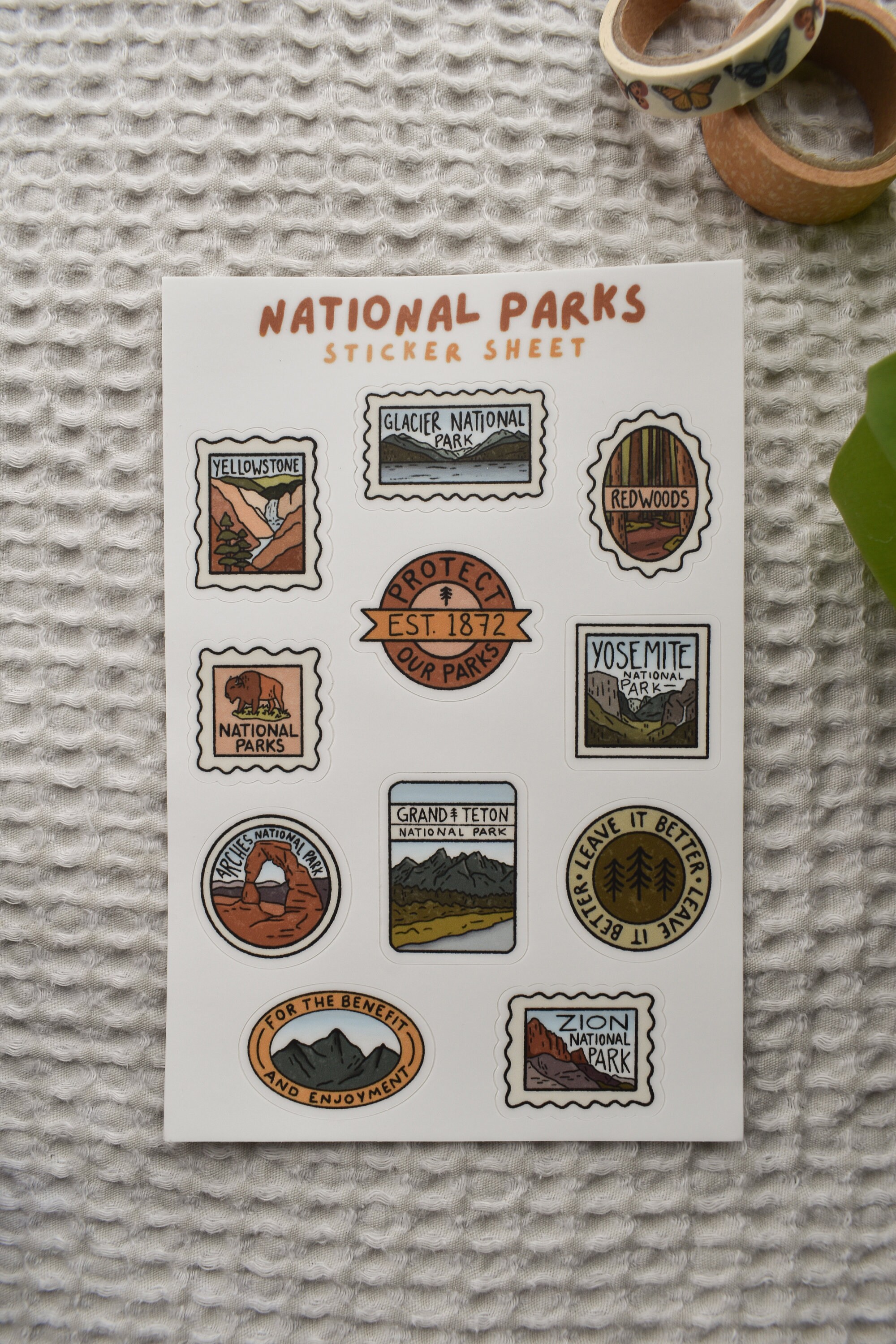 National Parks Sticker Sheet - Durable Waterproof Travel Decals for ...