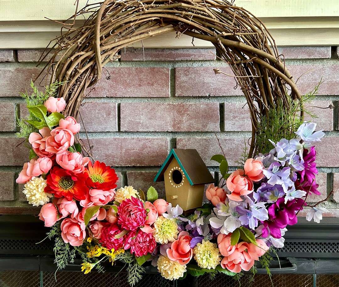 Happy Birdhouse Wreath - Etsy