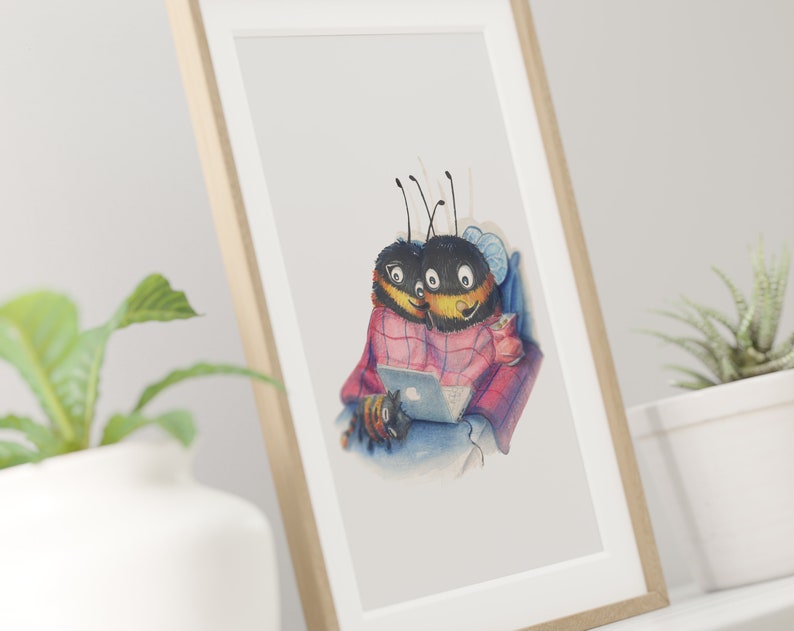 Romantic Gift Valentine's Day two Bumblebees at a Movie Night Poster ...