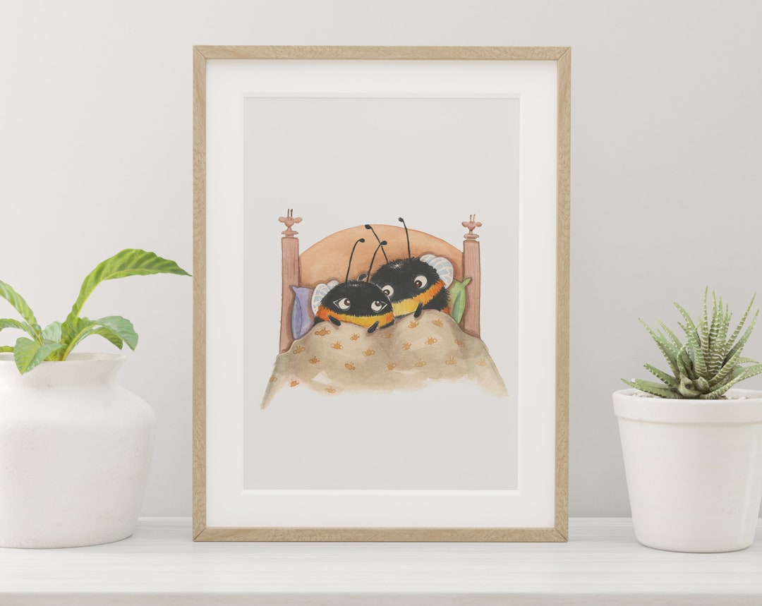 Poster Bumblebee Gift Girlfriend Anniversary Watercolor Art Print Love ...