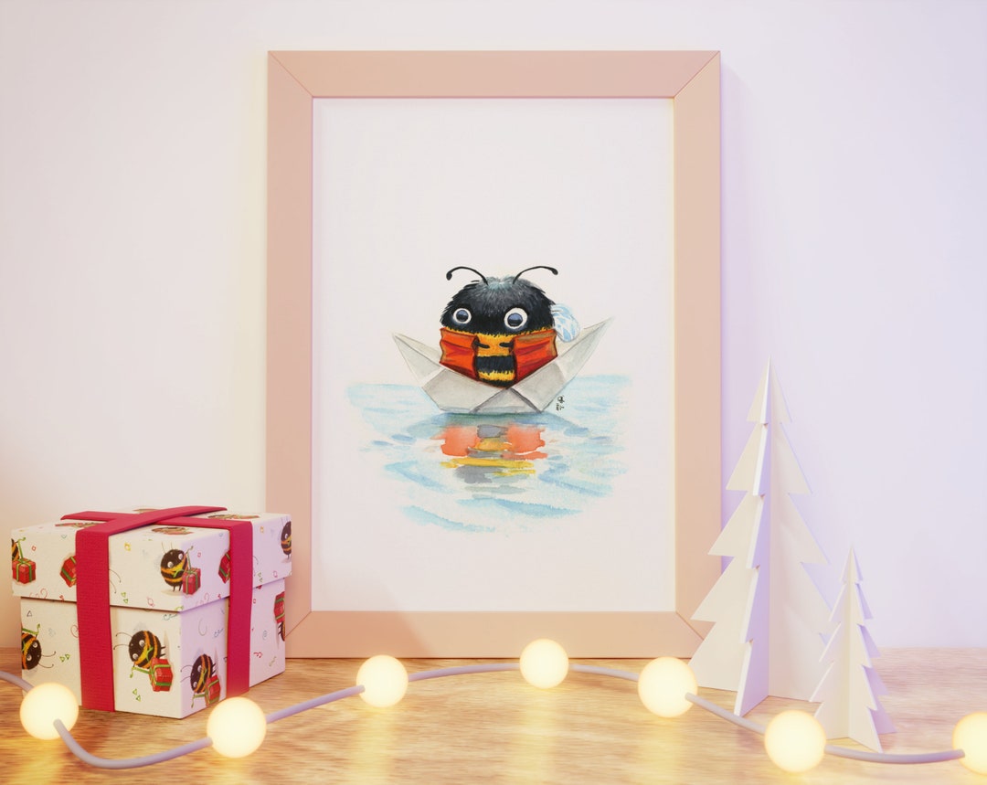 Bumblebee Poster Paper Boat Watercolor Art Print Animal - Etsy