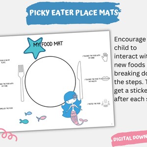 Place Mats for Picky Eaters, Printable Mermaid Food Explorer Worksheet ...